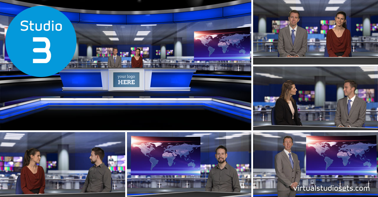 Virtual News Set | Studio 3 | VirtualStudioSets.com